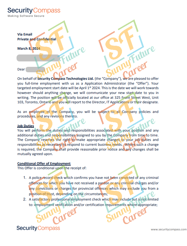 Results | SunnyFuture Offer Letter | Career Consulting Platform