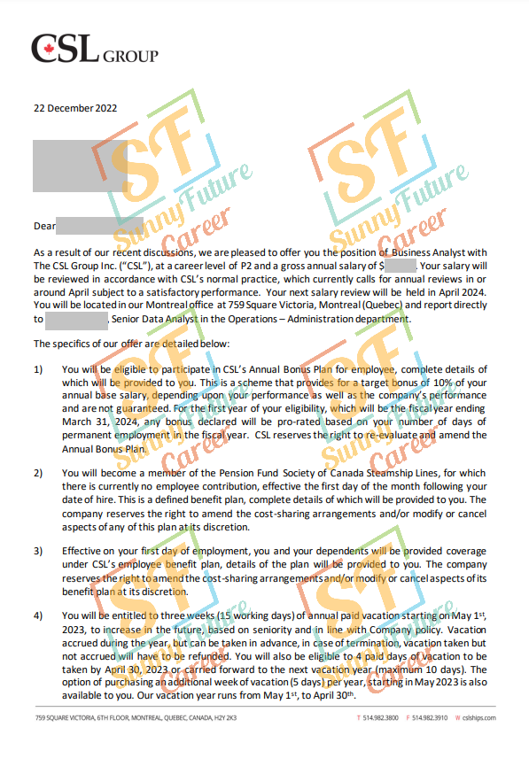 Results | SunnyFuture Offer Letter | Career Consulting Platform